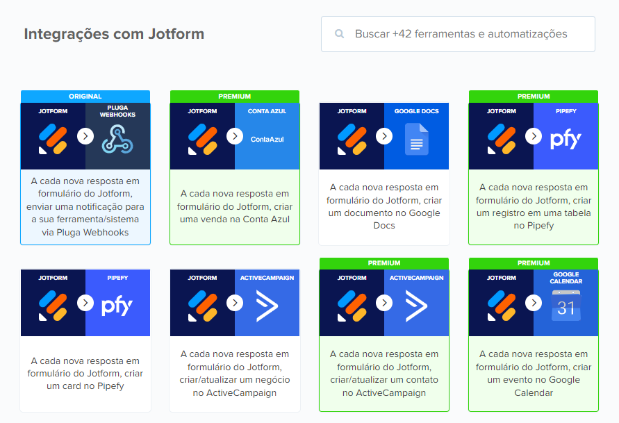 Como integrar o Jotform a outras ferramentas – Central de Ajuda | Pluga
